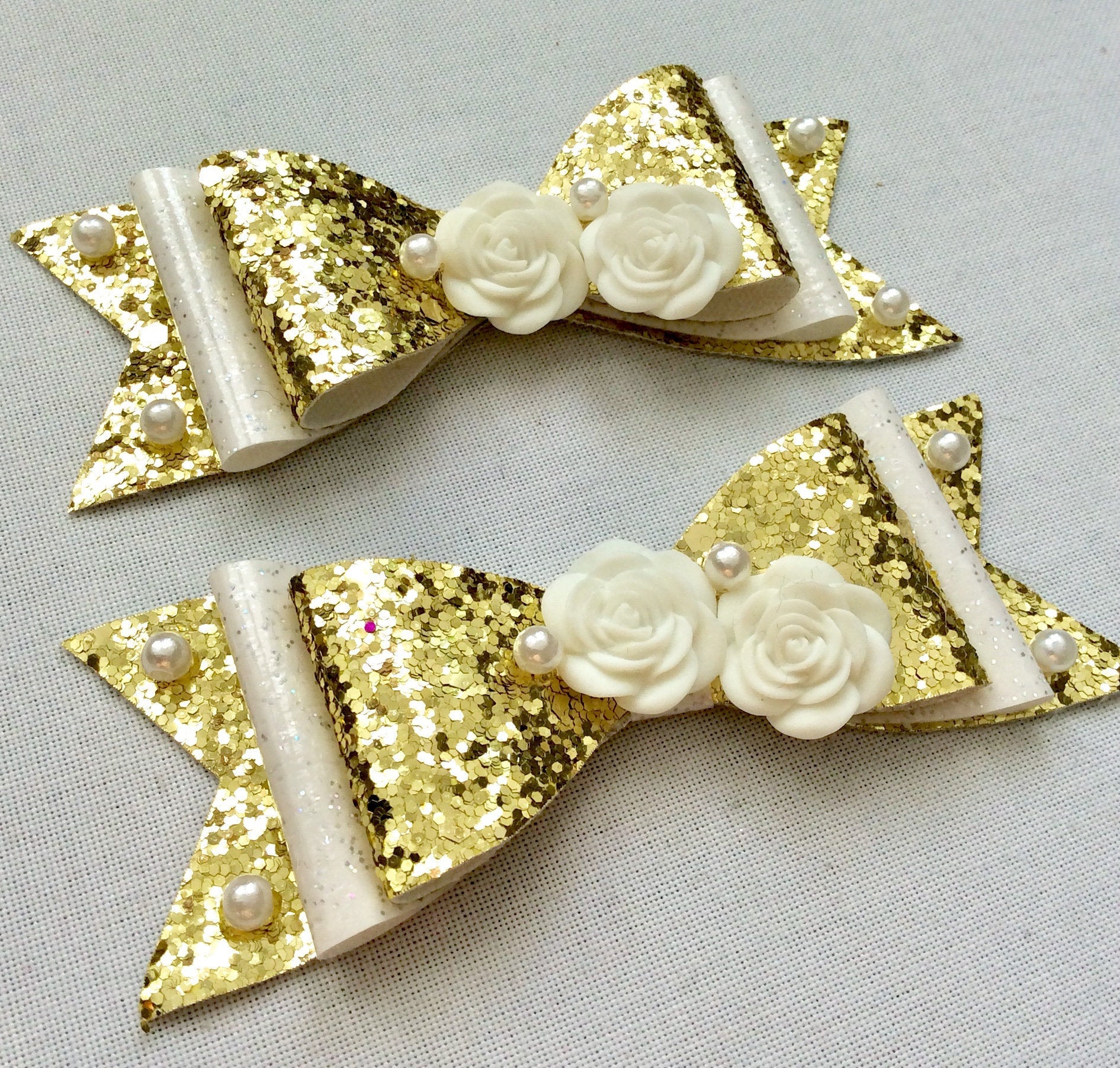 Beautiful Classic Lolita Hair Bows Roses Print Pearls Cameo Cabochon ...