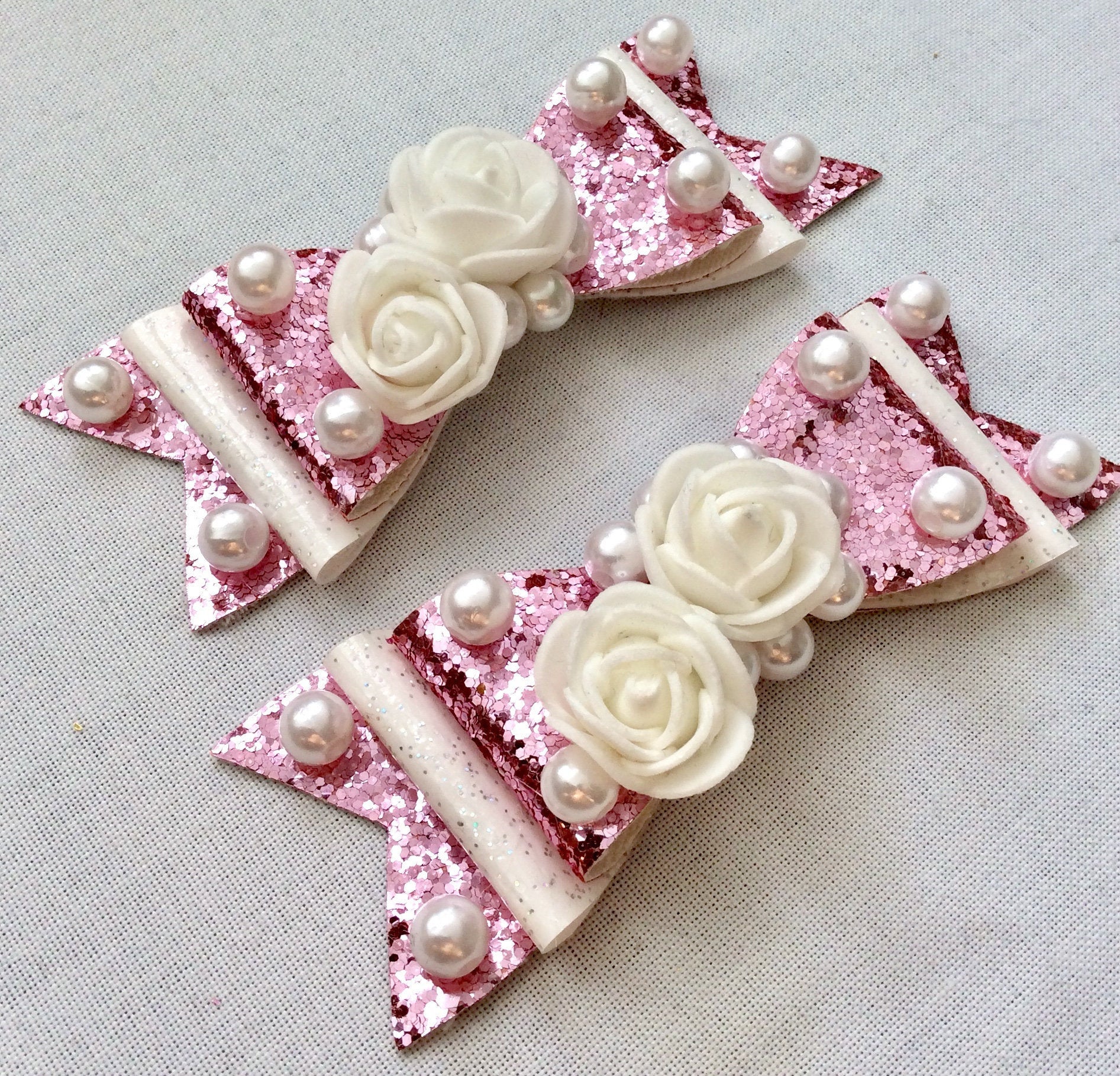 Beautiful Classic Lolita Hair Bows Roses Print Pearls Cameo Cabochon ...